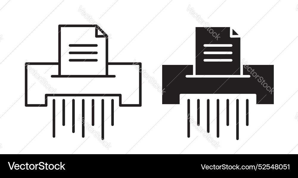 Document shredder thin line icon set Royalty Free Vector