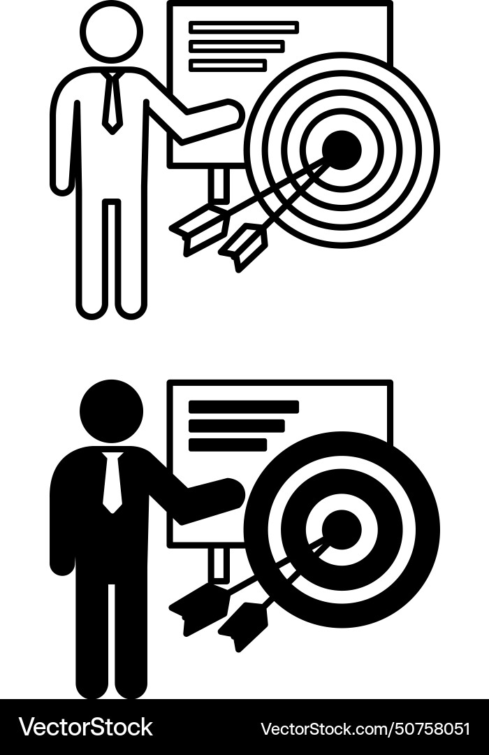 Icons objectives black and white manager Vector Image