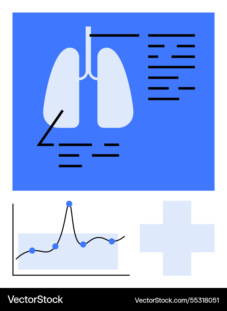 Medical diagram featuring lungs and data chart Vector Image