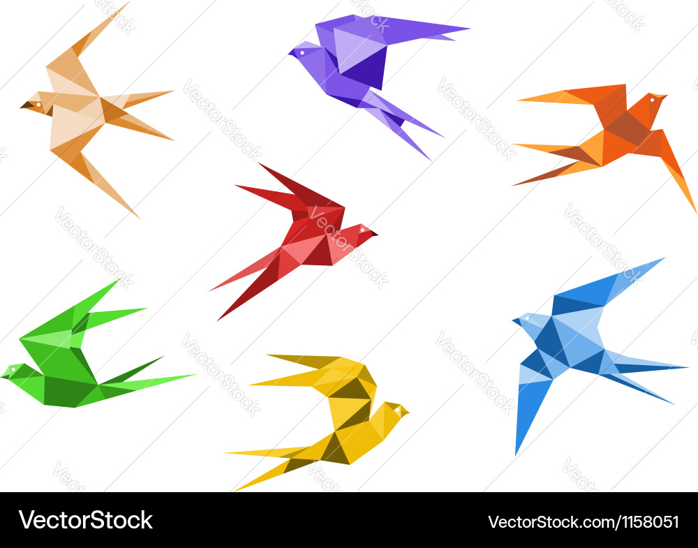 Origami Birds - Swallow Set Royalty Free Vector Image