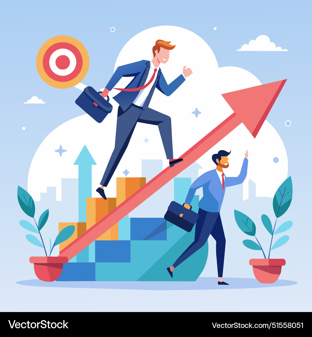 Teamwork cooperate together to achieve target Vector Image