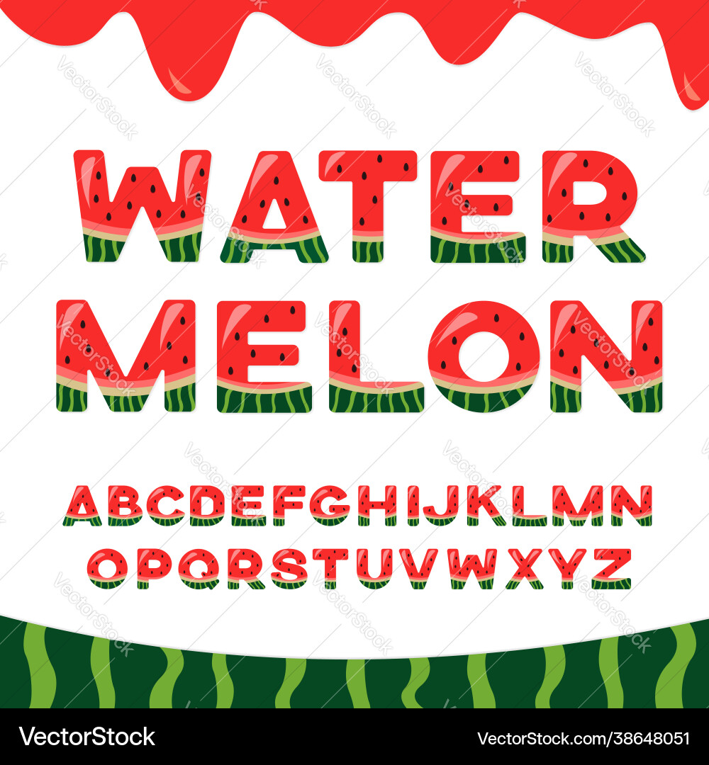 Watermelon alphabet Royalty Free Vector Image - VectorStock