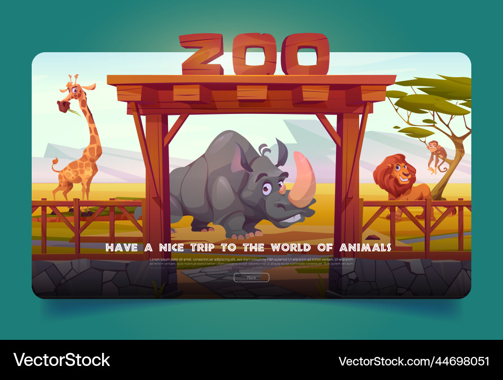 Zoo landing page template cartoon Royalty Free Vector Image