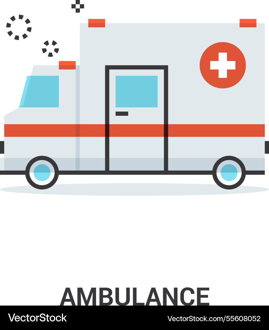 Ambulance flat line icon design concept Royalty Free Vector