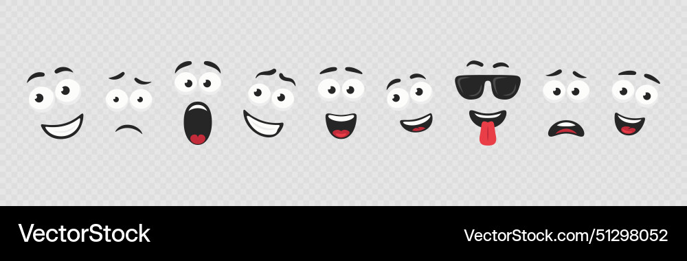 Cartoon faces expressive Royalty Free Vector Image