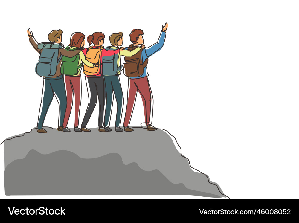 Friends Reaching the Summit Royalty Free Vector Image