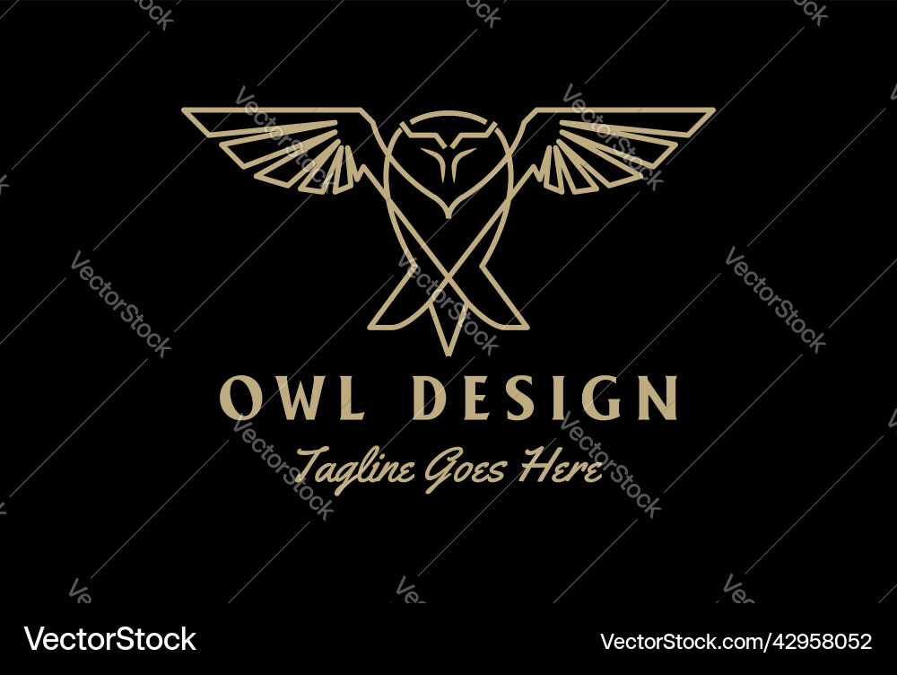 Golden Geometric Owl Monogram Royalty Free Vector Image
