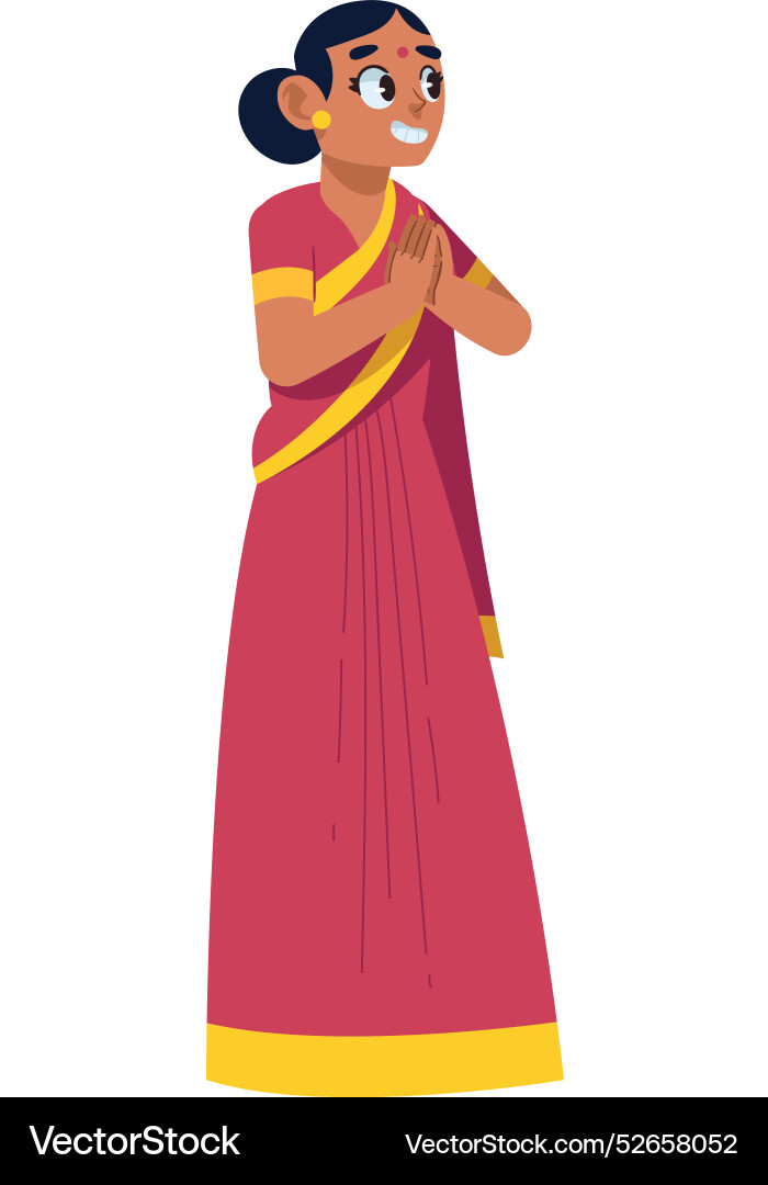 Hindu woman making namaste greeting Royalty Free Vector