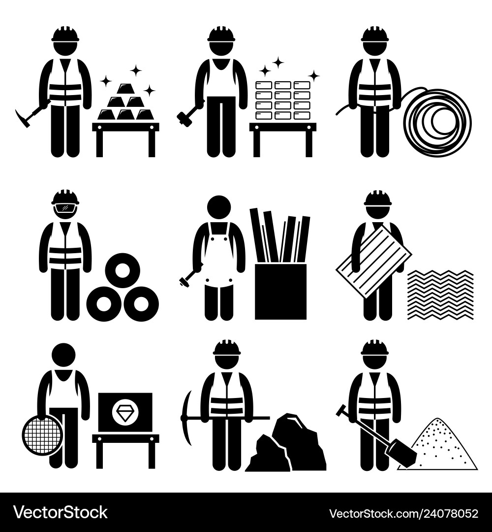 Industrial Metal Icons - Commodity Figures Vector Image