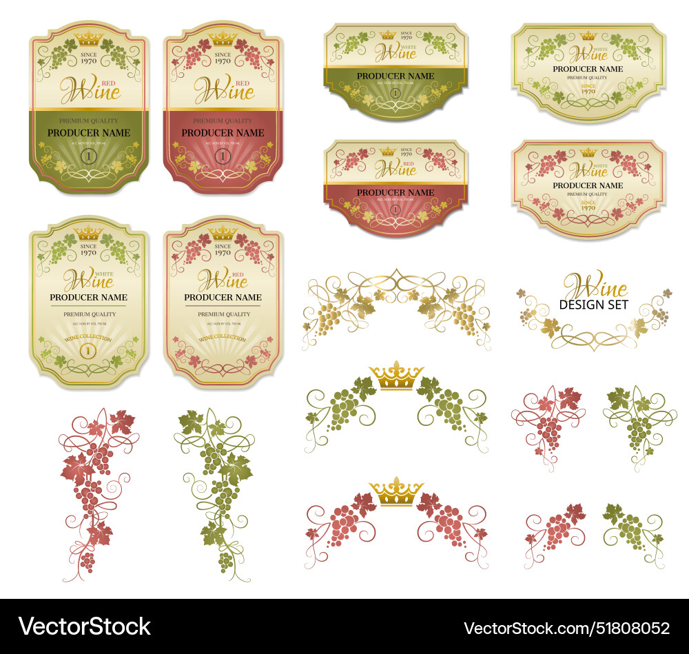 Large set of wine labels Royalty Free Vector Image