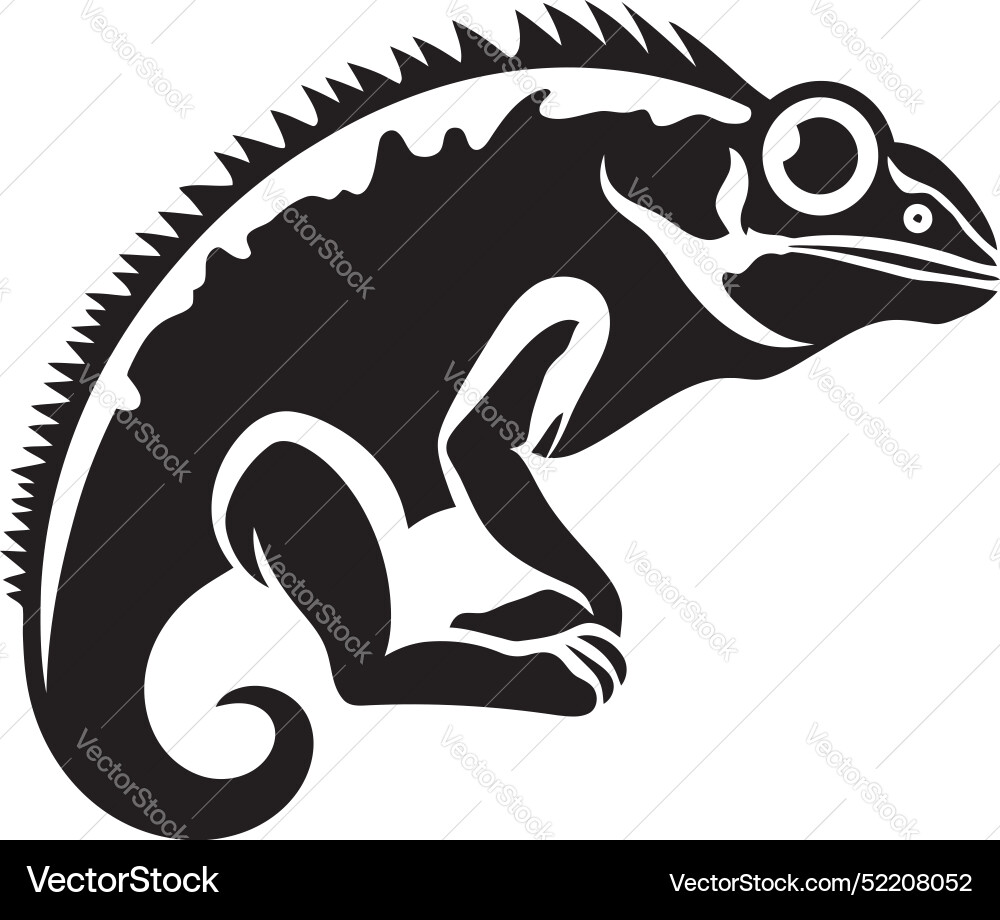 Obsidian overture chameleon icon in black ebony Vector Image