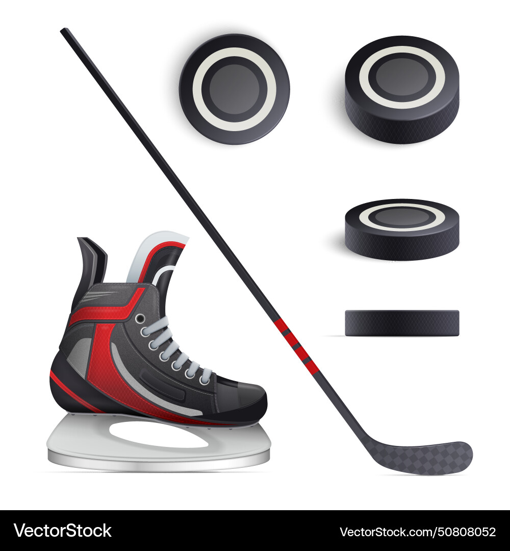 Realistic hockey set Royalty Free Vector Image