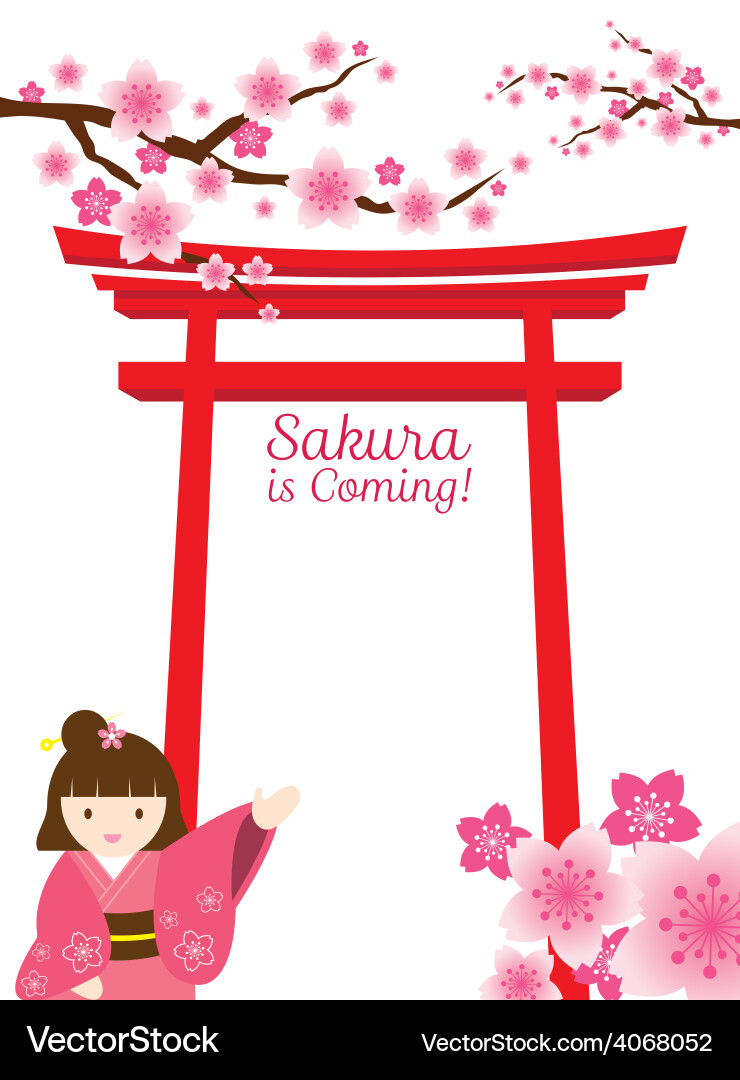 Sakura Torii Gate Royalty Free Vector Image - VectorStock