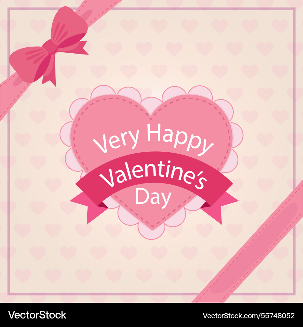 Very happy valentine day heart Royalty Free Vector Image