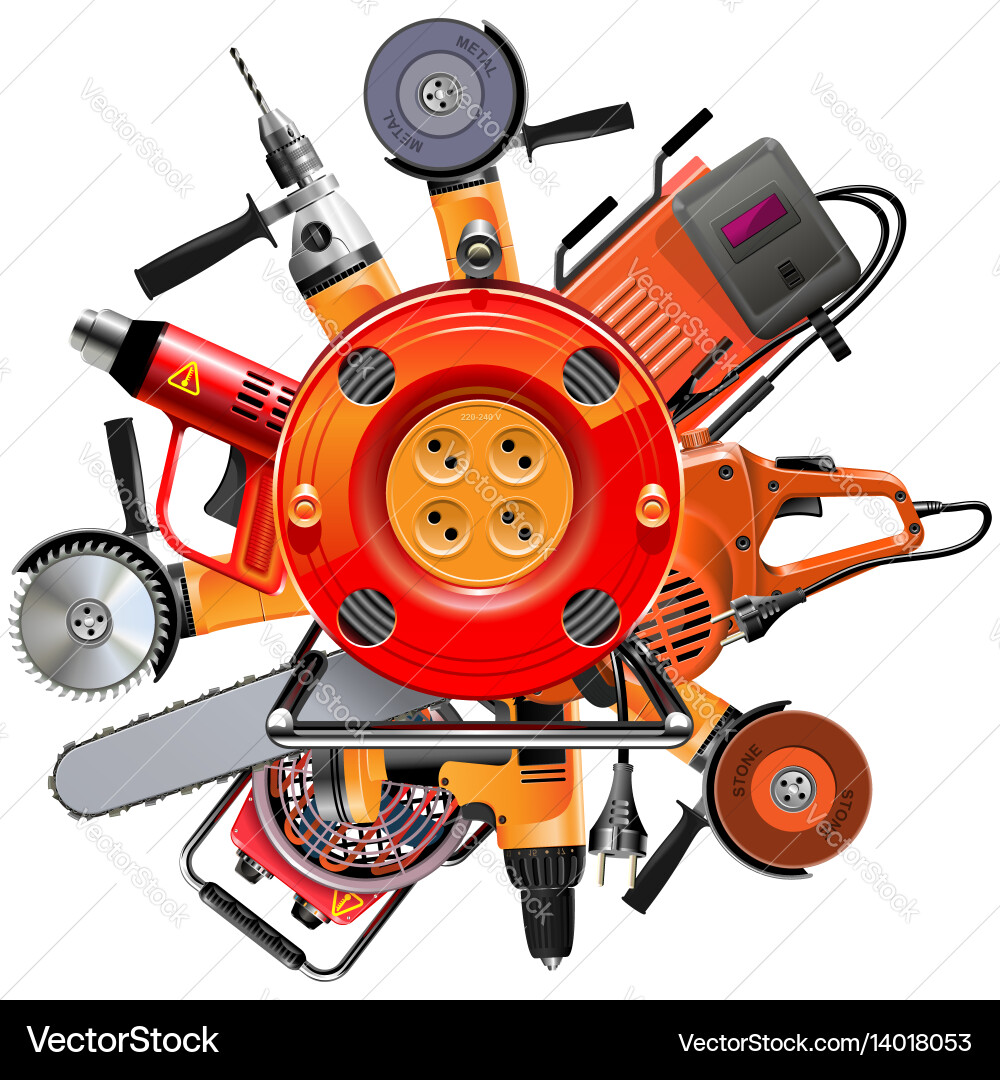 Cable reel with power tools Royalty Free Vector Image