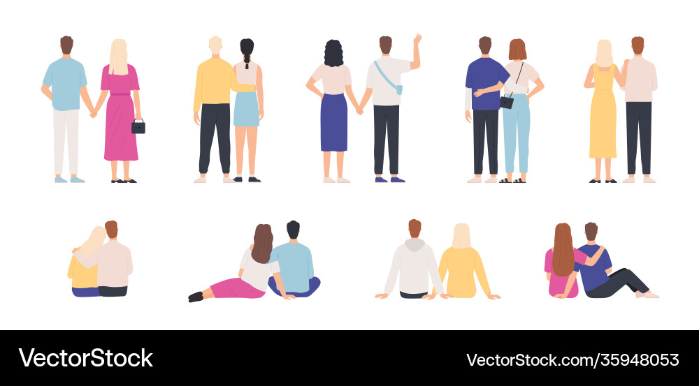 Couple Back View - Hugging – Royalty-Free Vector | VectorStock