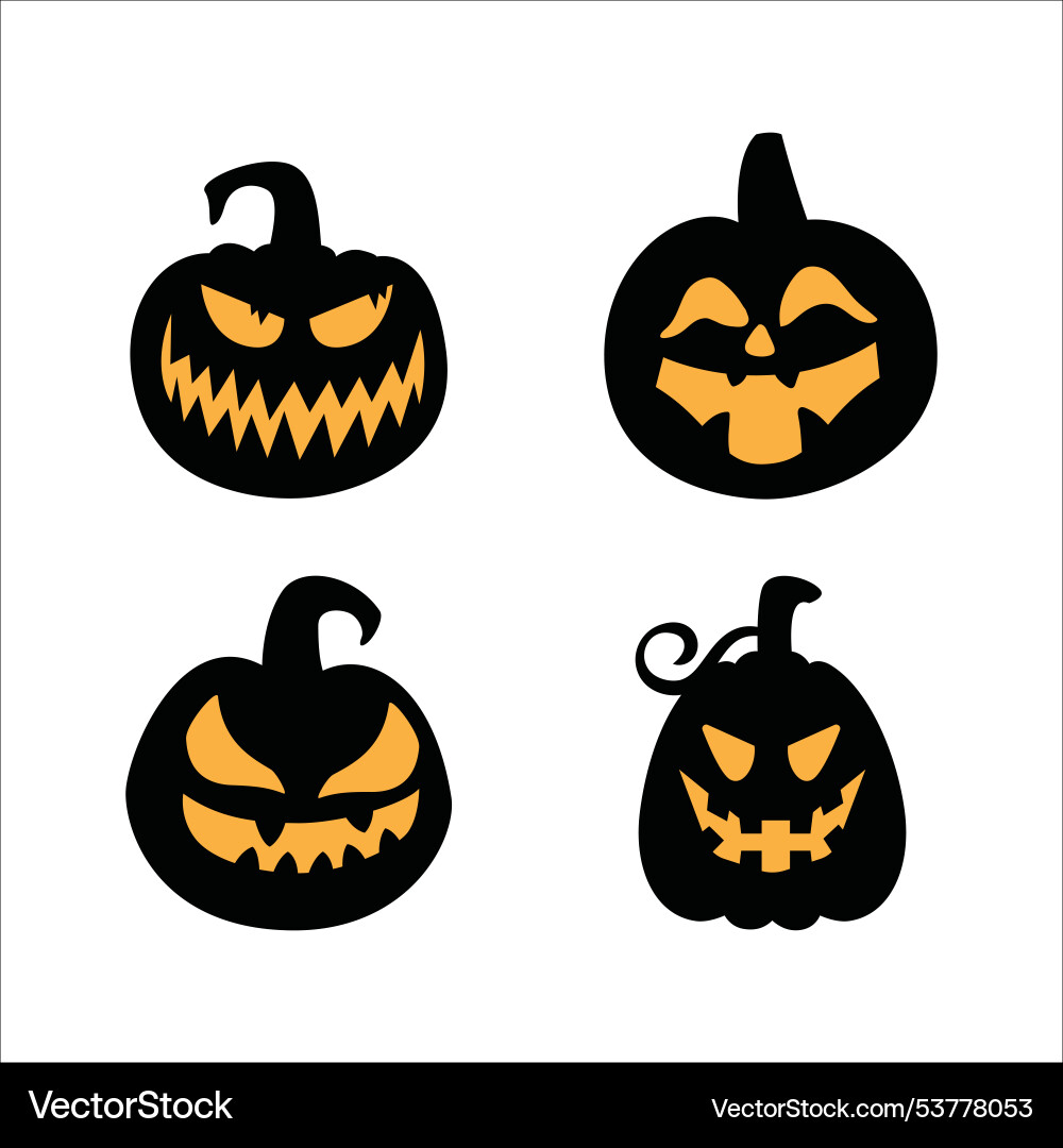 Halloween pumpkin head collection Royalty Free Vector Image
