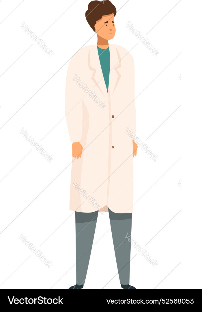 Young practitioner wearing lab coat standing Vector Image