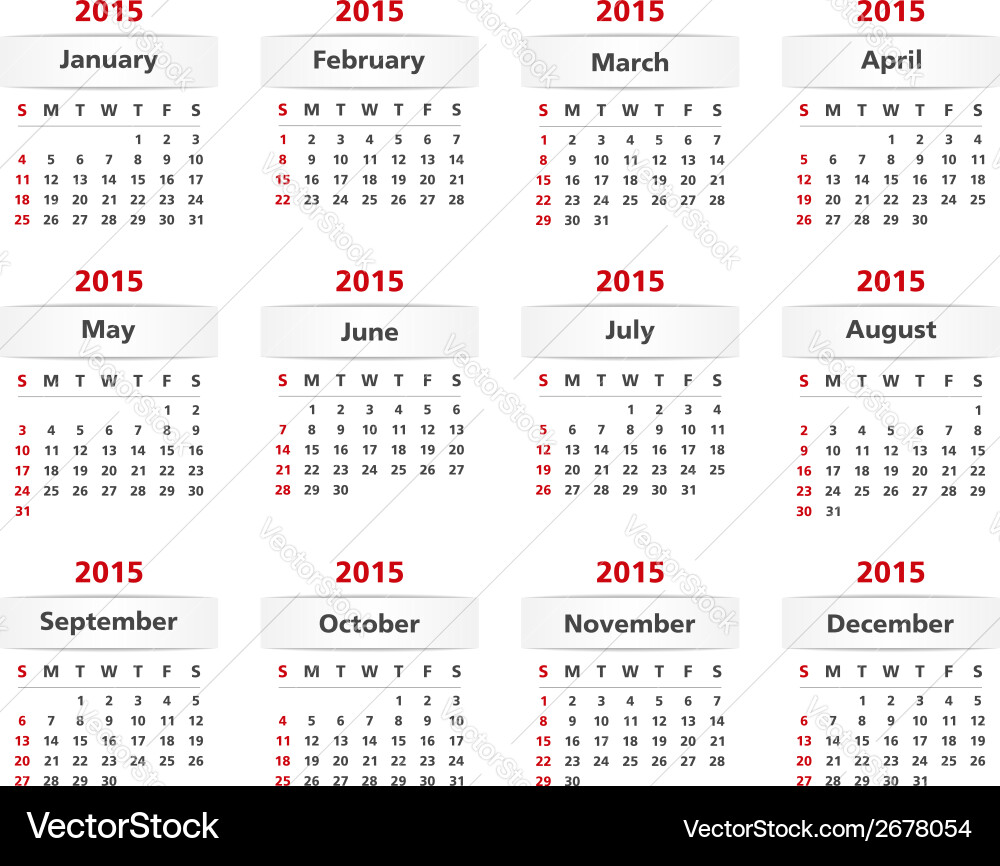 2015 calendar Royalty Free Vector Image - VectorStock