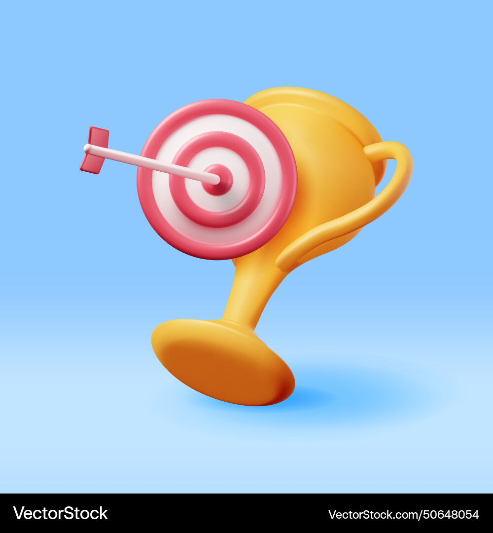 3d champion trophy with target Royalty Free Vector Image