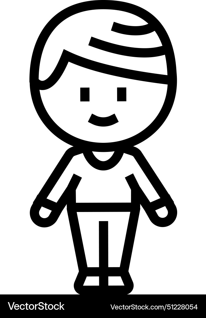 Chibi character boy line icon Royalty Free Vector Image