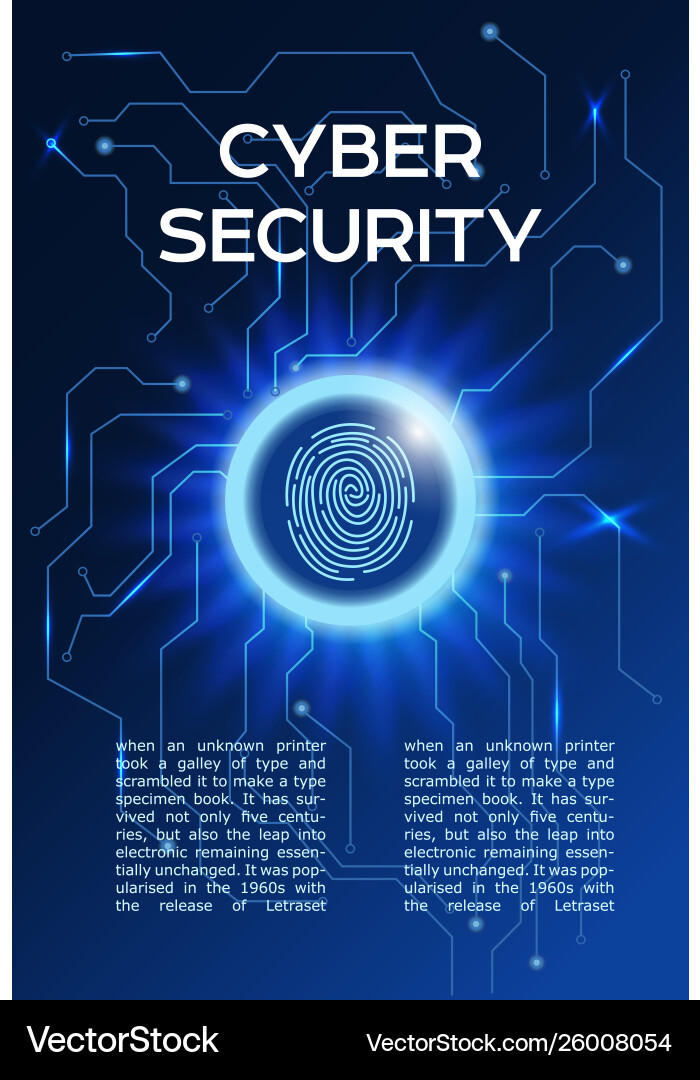 Cyber security concept poster fingerprint Vector Image