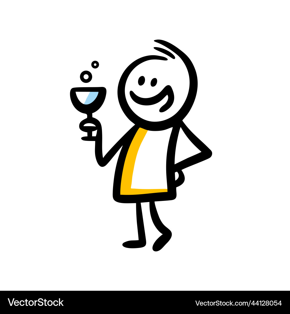 Doodle hand drawn of drunk character Royalty Free Vector