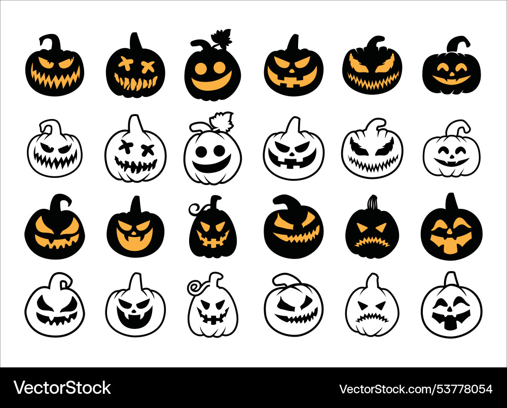 Halloween pumpkin head collection Royalty Free Vector Image