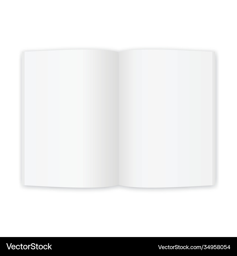 Open magazine or book white blank pages template Vector Image