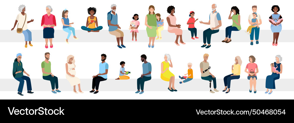 People sitting set Royalty Free Vector Image - VectorStock