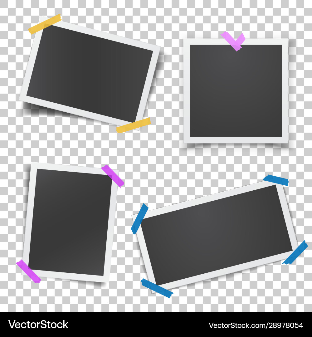 Realistic template with paper photo frames glued Vector Image