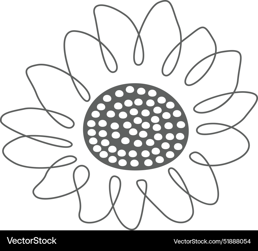 Sunflower line art Royalty Free Vector Image - VectorStock