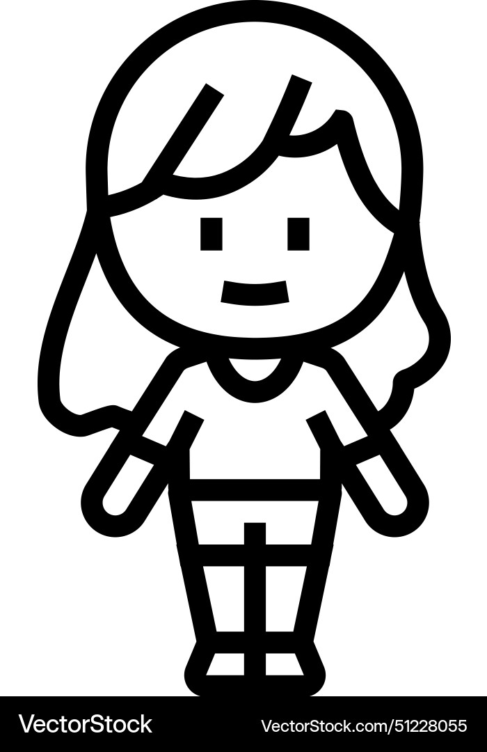 Chibi character girl line icon Royalty Free Vector Image
