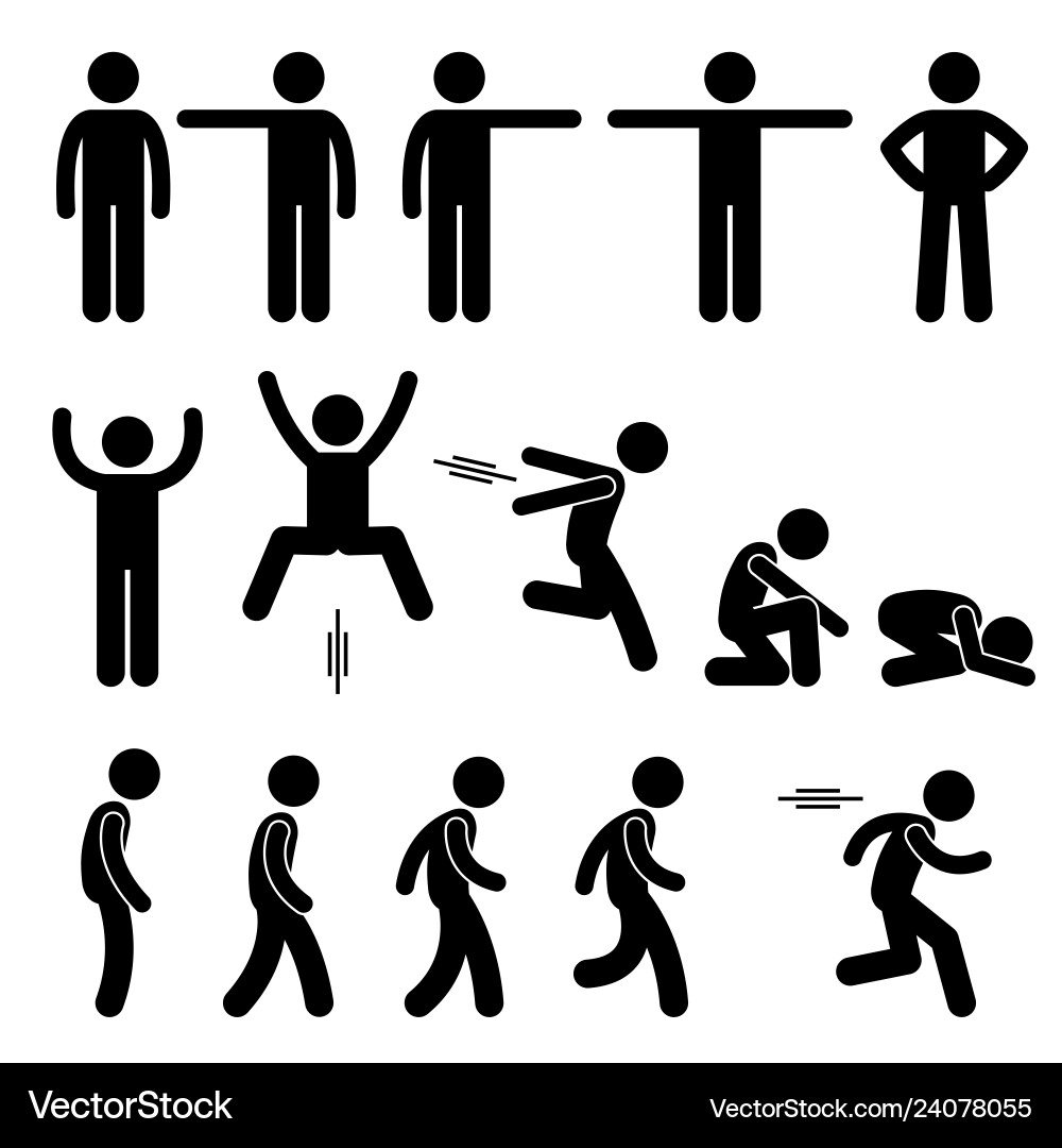 Human Action Icons - Stick Figures Royalty Free Vector Image