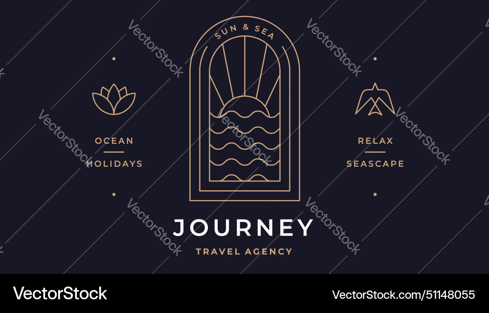 Journey travel seascape label Royalty Free Vector Image