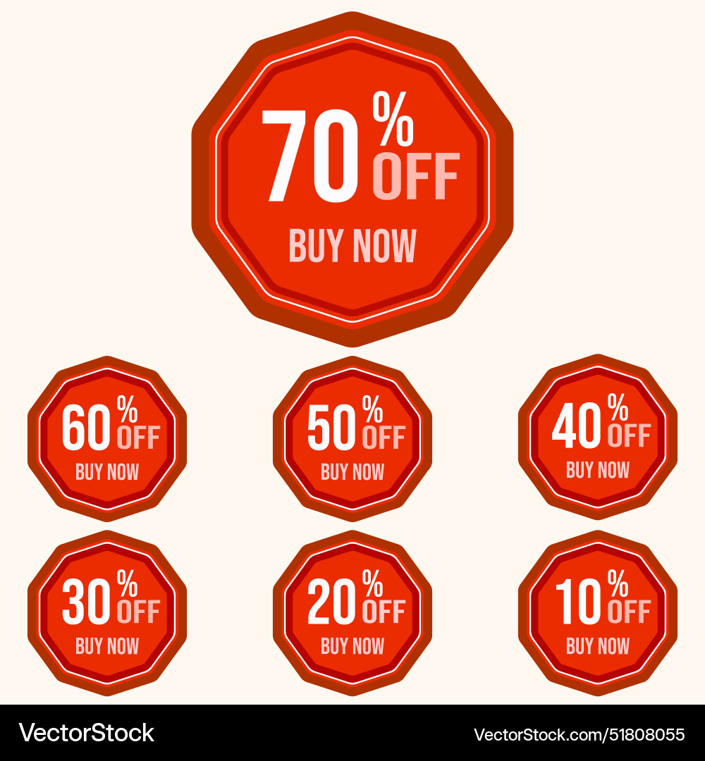 Label 70 off buy now Royalty Free Vector Image
