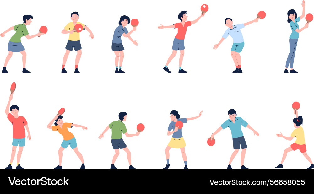 Ping pong players table tennis athletes Royalty Free Vector