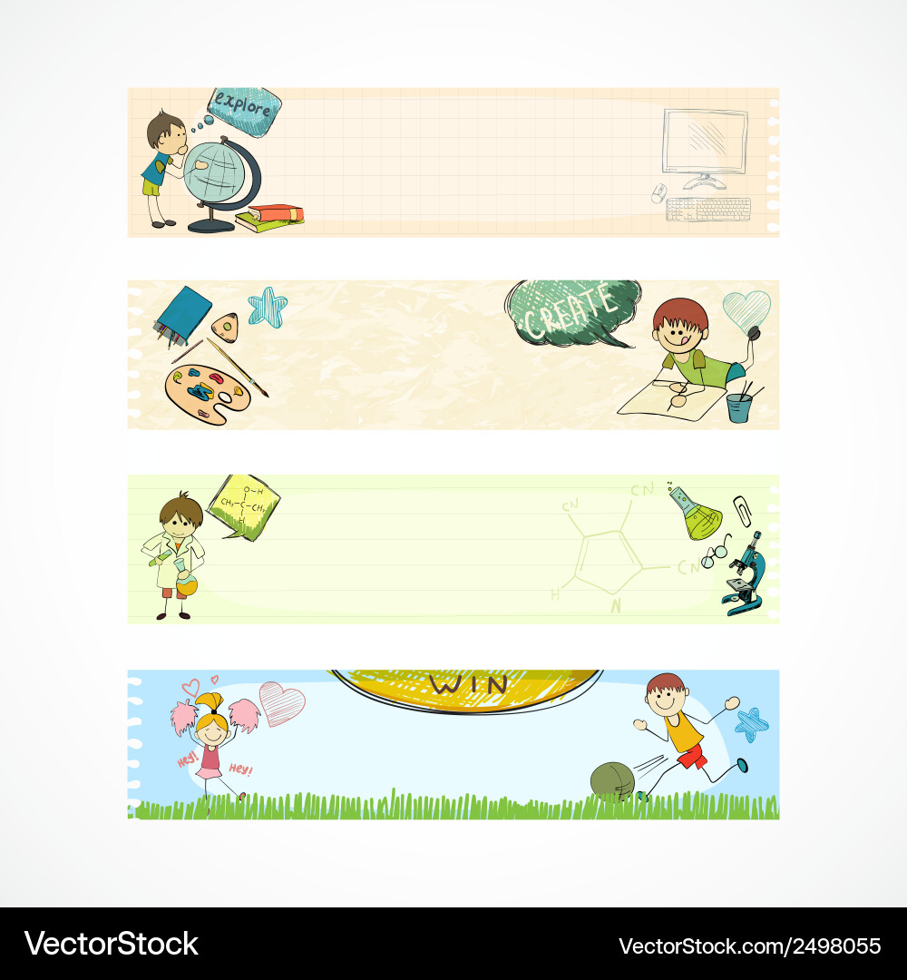 School kids education banners Royalty Free Vector Image