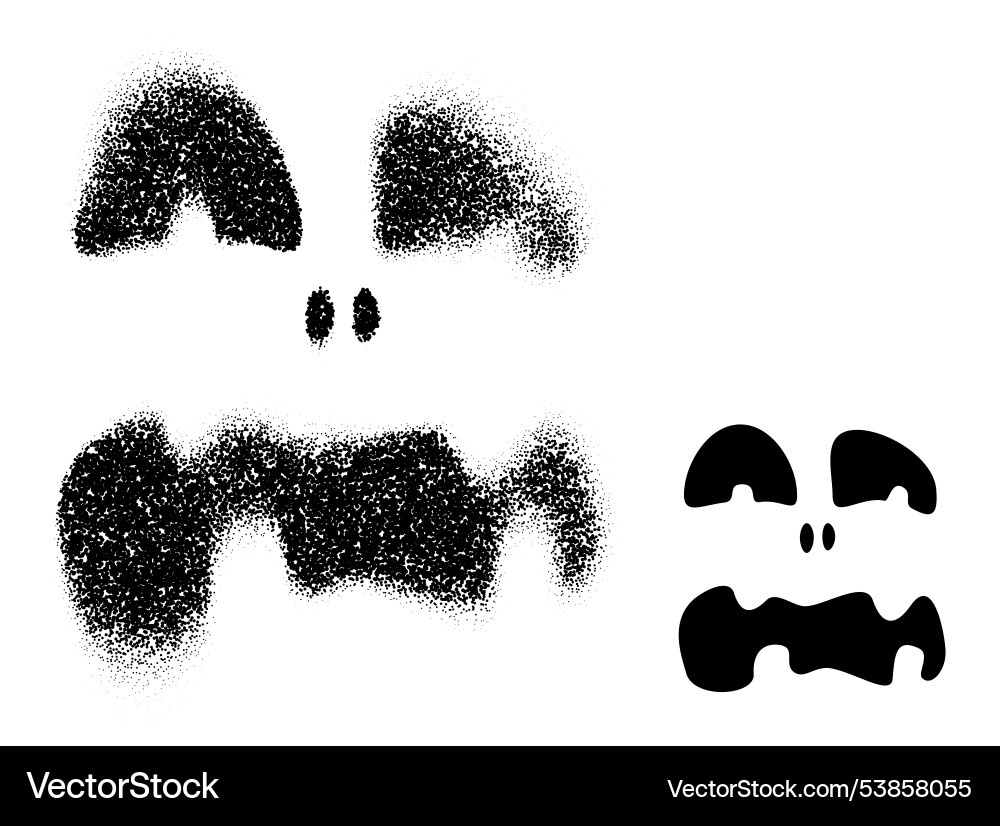 Skull face with distressed eyes and a jagged mouth