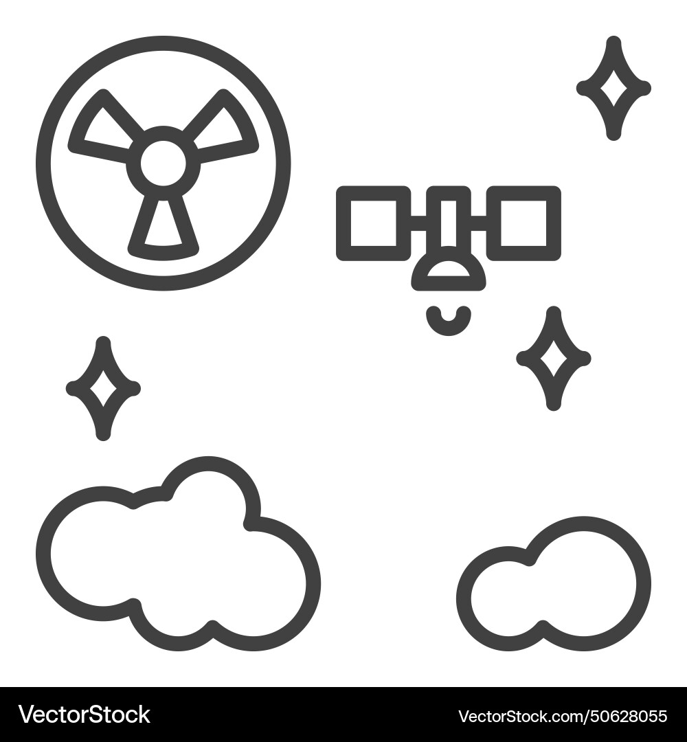 Space-based nuclear weapons and clouds linear Vector Image