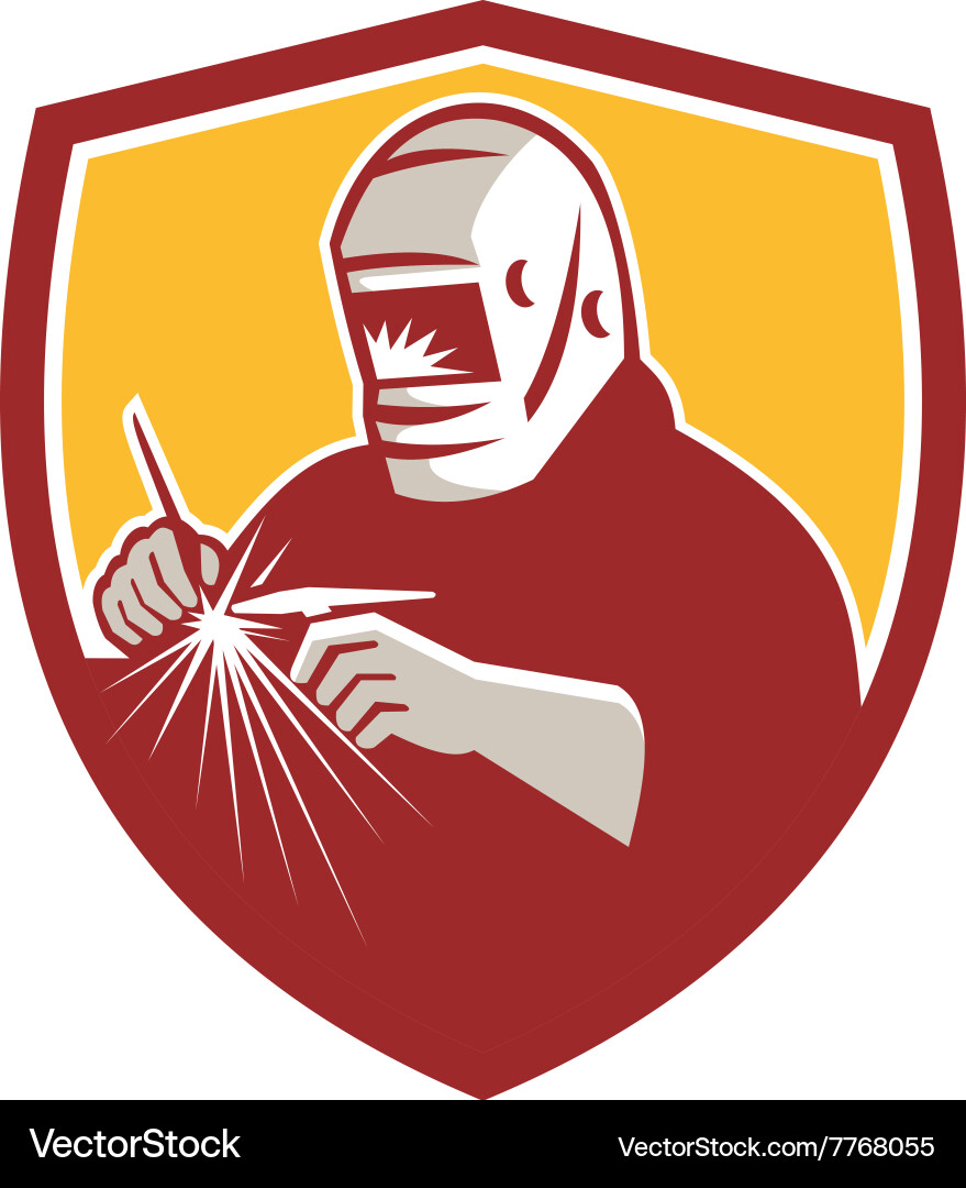 Tig welder welding crest retro Royalty Free Vector Image
