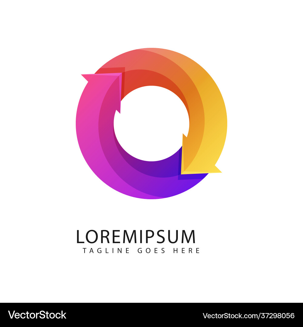 Abstract circle arrow loop letter o logo colorful Vector Image
