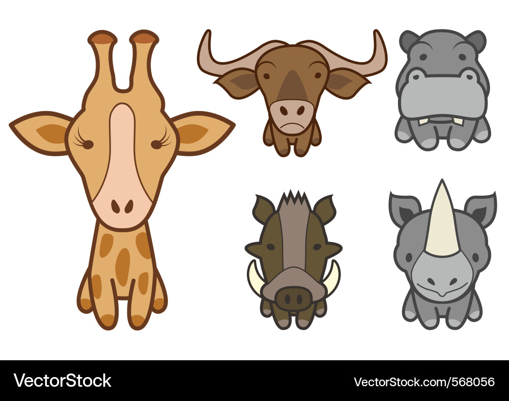 Cartoon zoo animals set Royalty Free Vector Image
