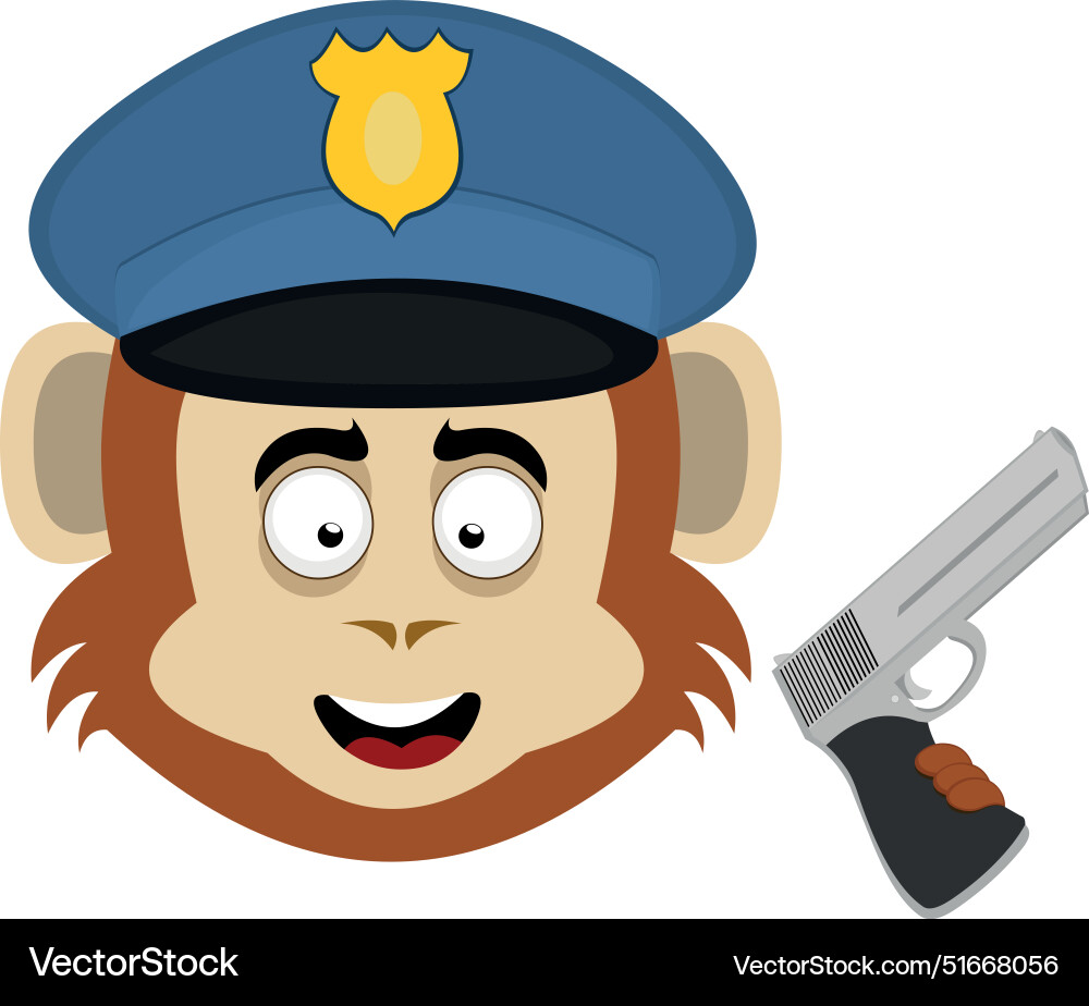 Head monkey police gun Royalty Free Vector Image