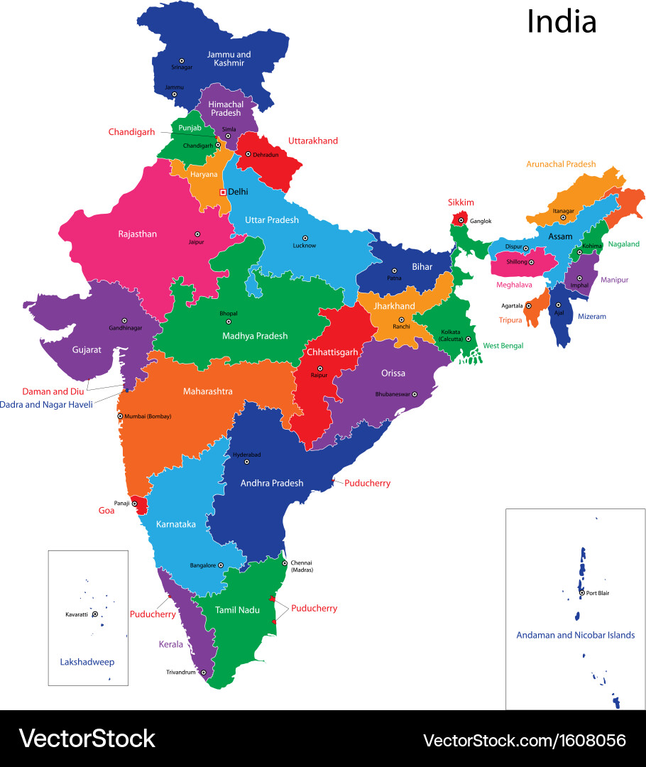 India State Map Royalty Free Vector Image - VectorStock