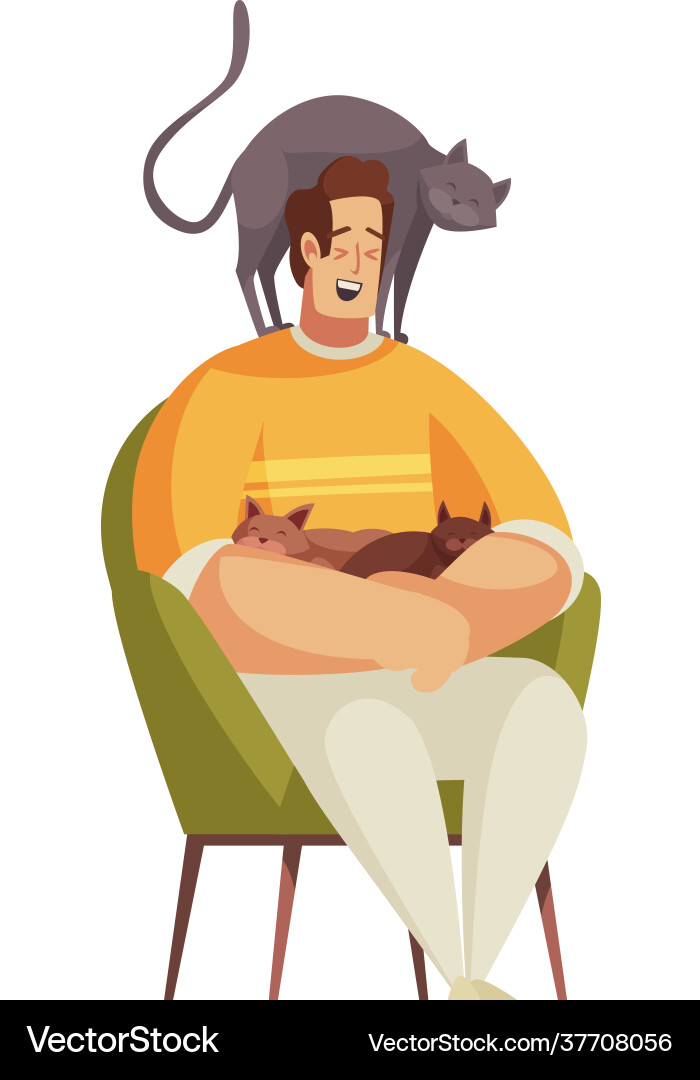 Man with cats icon Royalty Free Vector Image - VectorStock