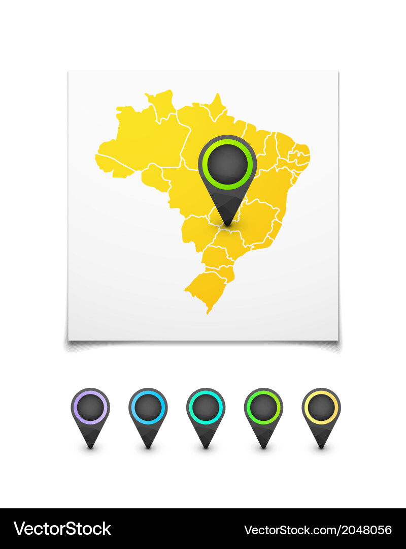 Map with a marker on brazil Royalty Free Vector Image