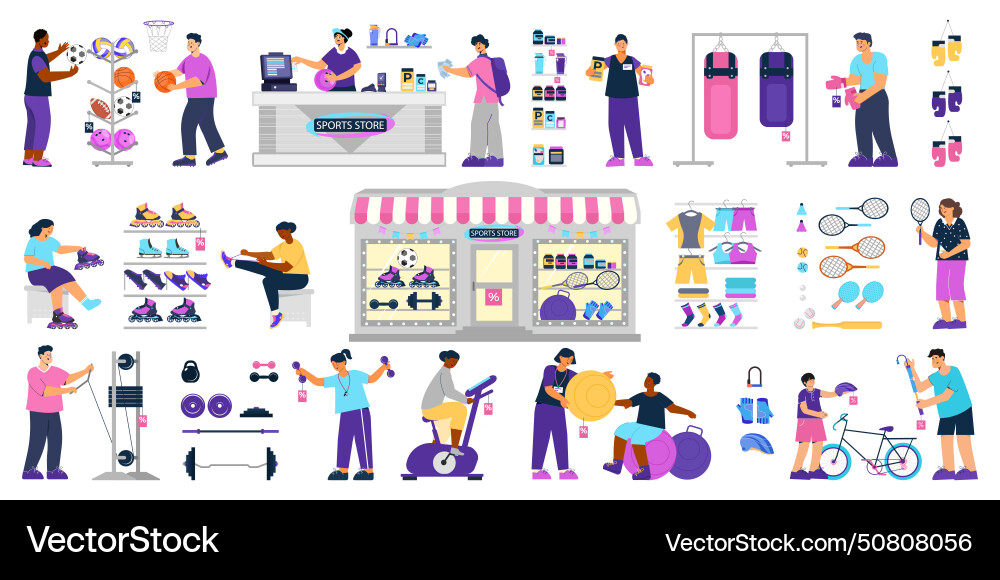 Sport shop equipment set Royalty Free Vector Image