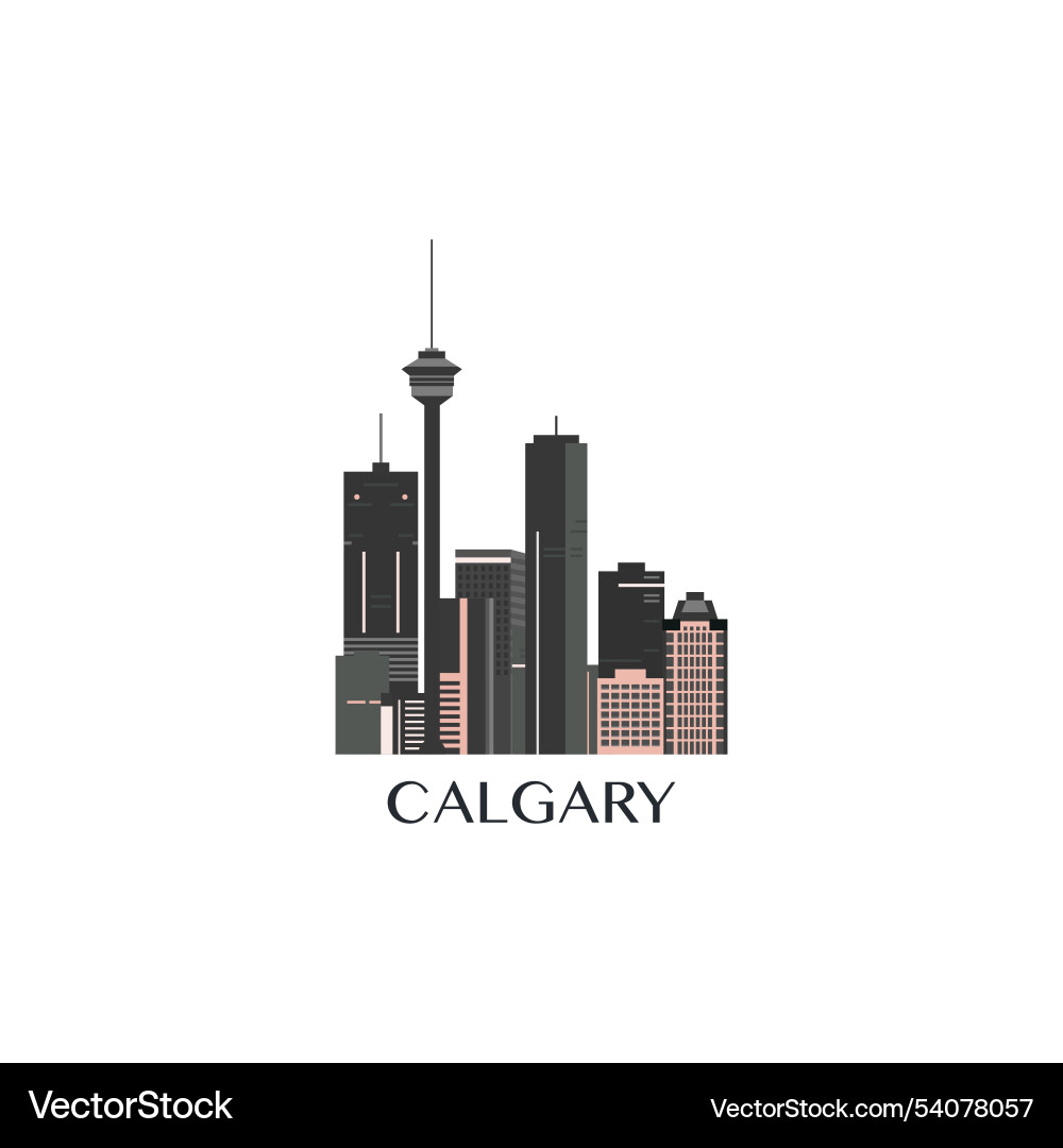 Calgary skyline badge flat panorama logo horizon Vector Image