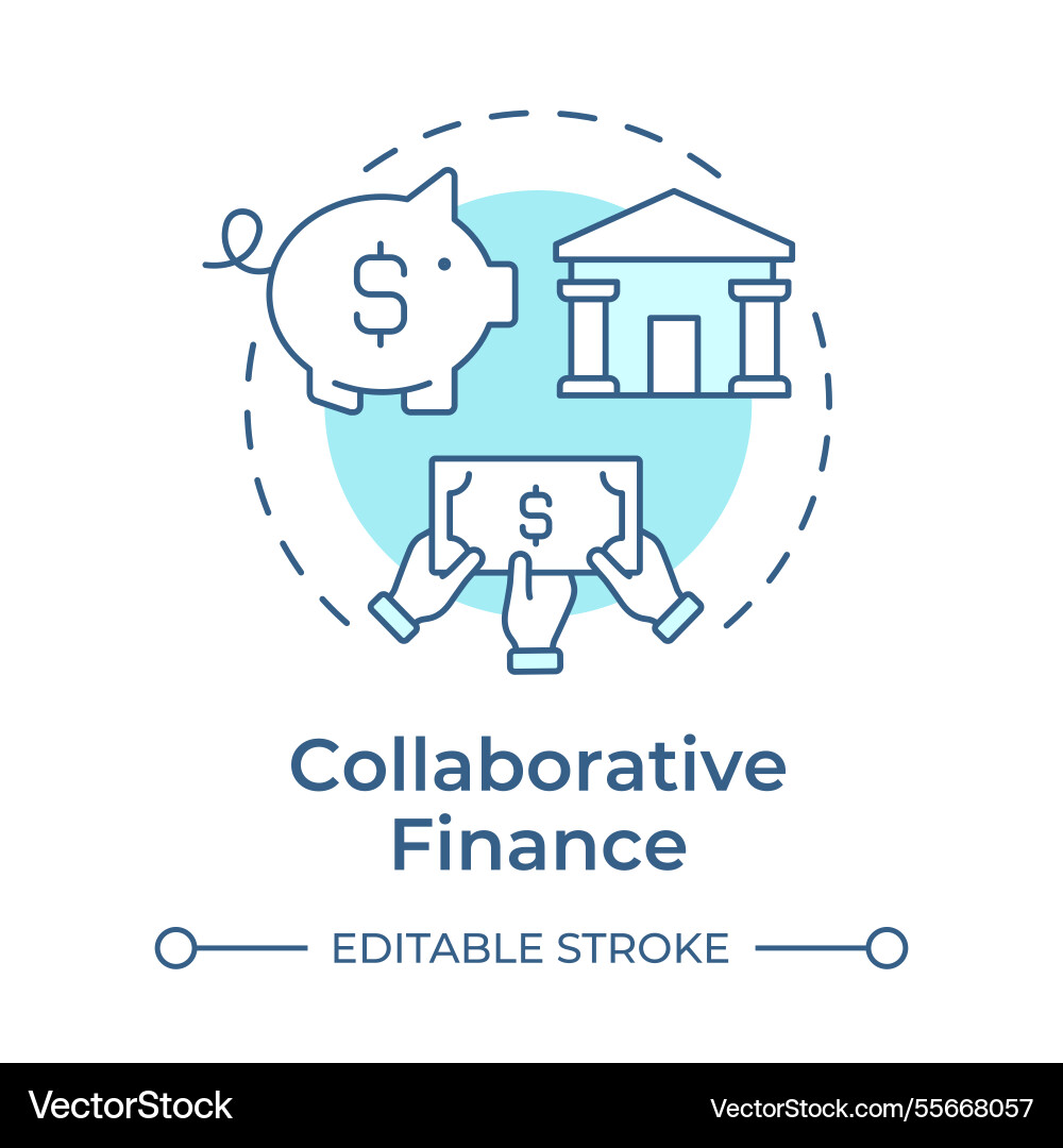 Collaborative finance soft blue concept icon Vector Image